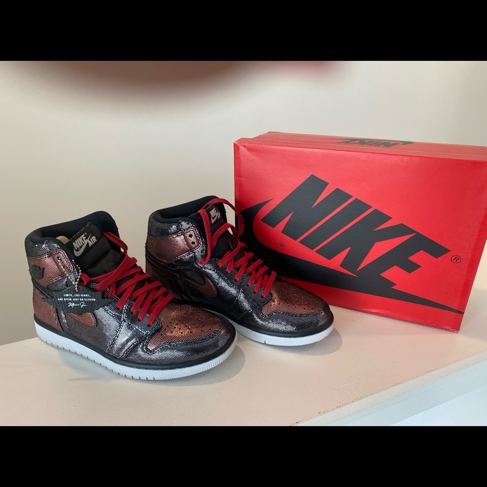 Air Jordan Hi Og Fearless, Black Red & Rose Gold - Gem